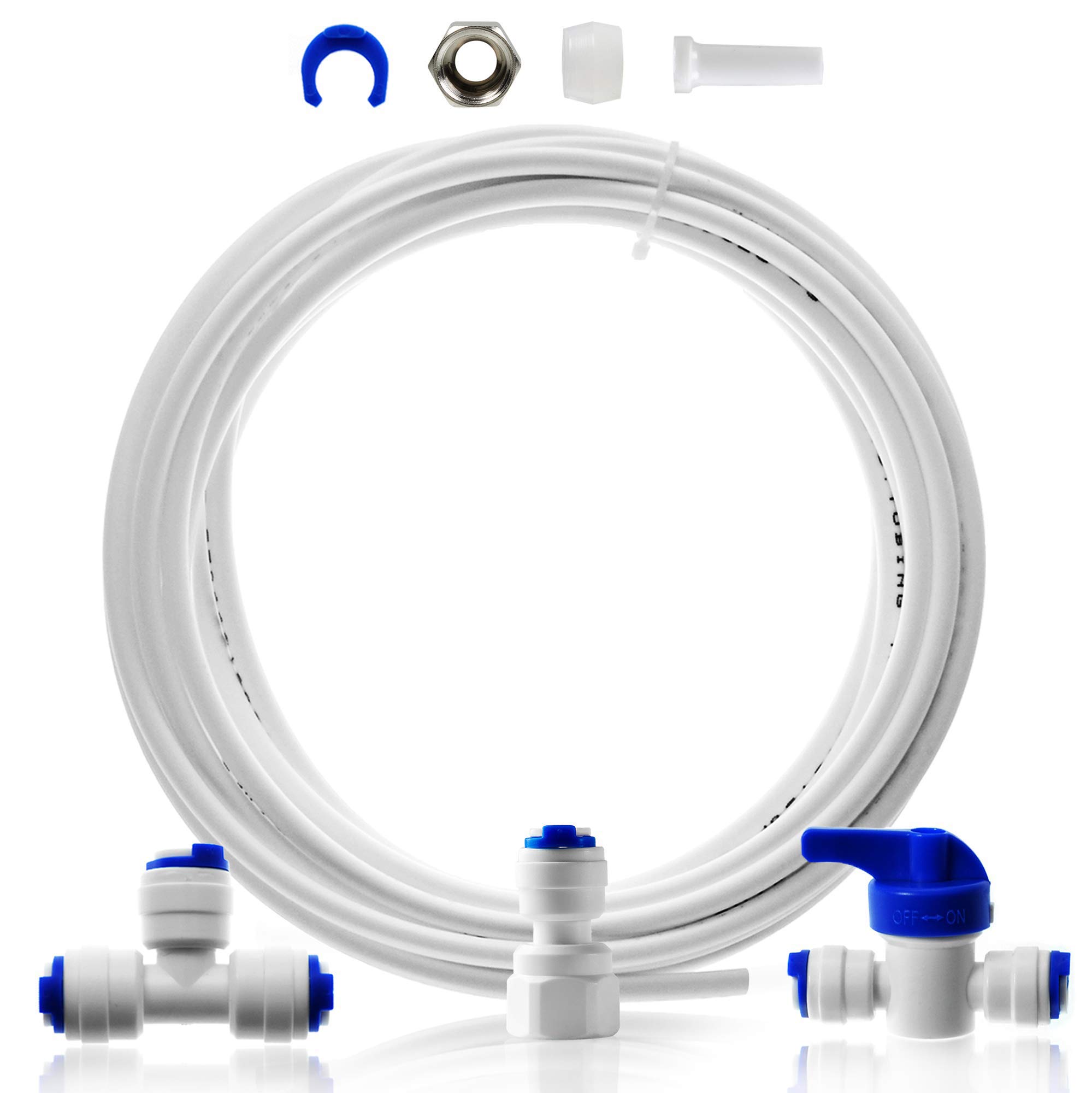 Whynter IMC-491DC Portable 49lb Capacity Stainless Steel with Water Connection Ice Makers + iSpring ICEK Ultra Safe Fridge Water Line Connection and Ice Maker Installation Kit