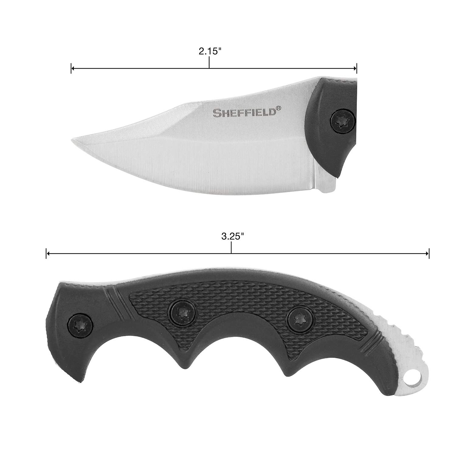 Sheffield 12152 Bolo 2.15 Inch Drop Point Fixed Blade Knife, Lightweight Neck Knife, Fixed Blade Knife Tactical, Fixed Blade Knife EDC