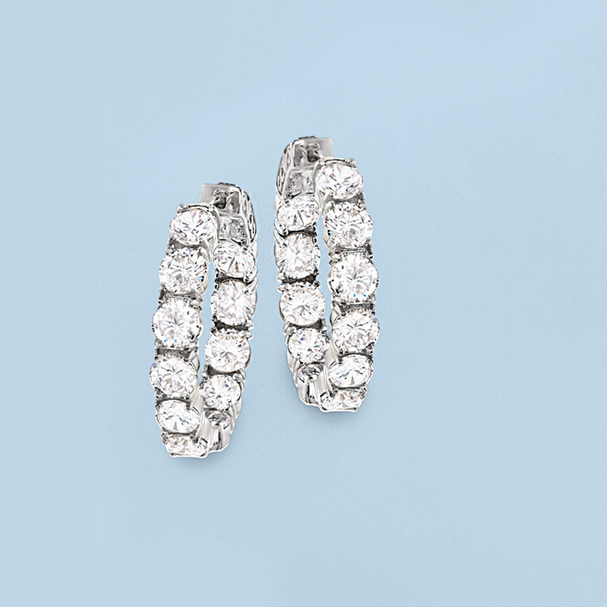 Ross-Simons 10.00 ct. t.w. CZ Inside-Outside Hoop Earrings in Sterling Silver