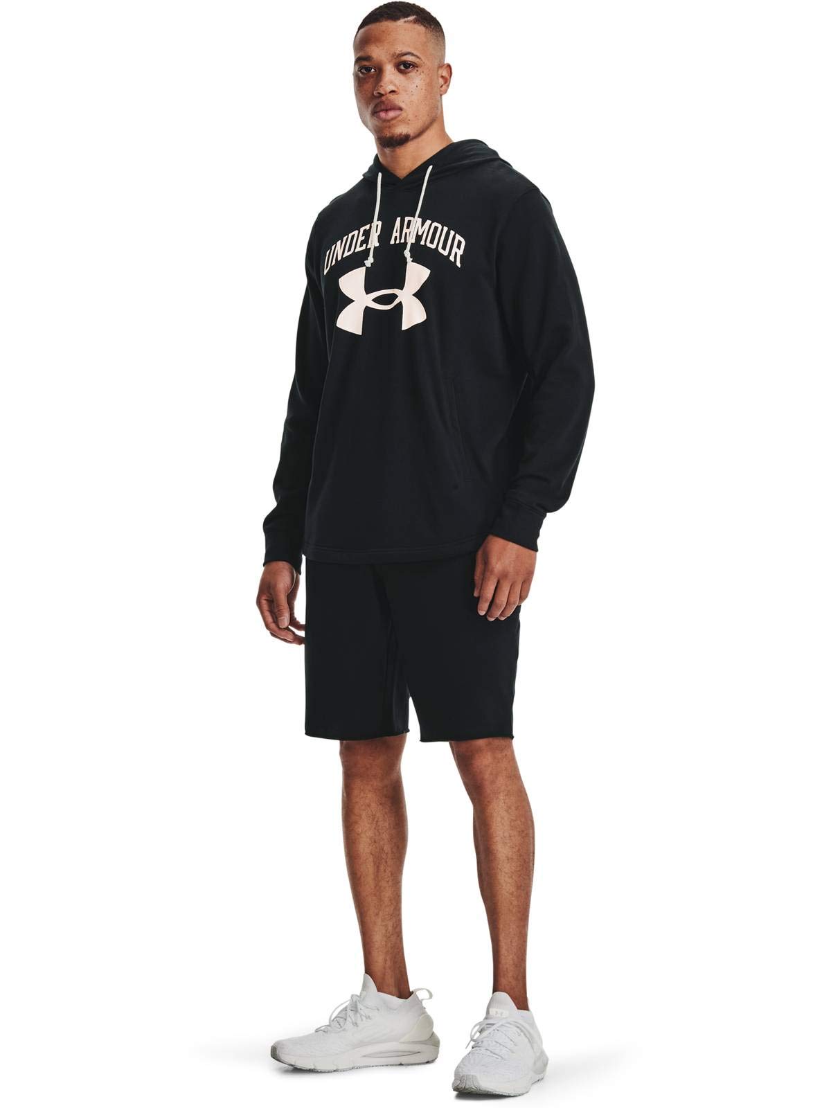 Under Armour Mens Rival Terry Shorts , Black (001)/Onyx White , Large