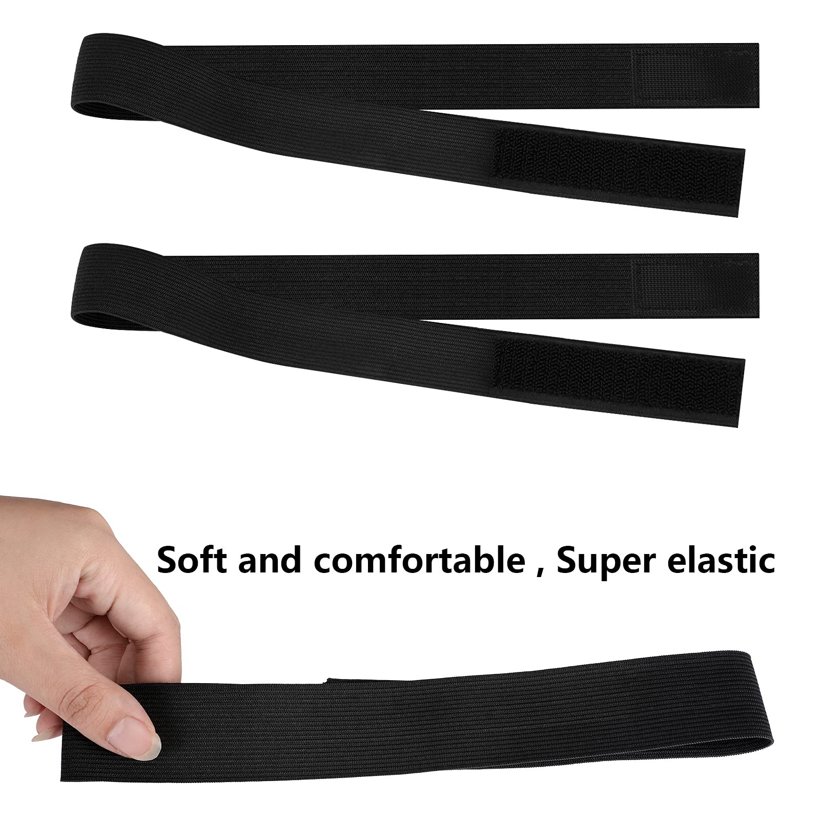 WILLBOND 12 Pieces Adjustable Elastic Band for Wigs, Polyester Fiber Wig Edge Band, 1.2 Inch in Width, 23.6 Inch in Length, Black