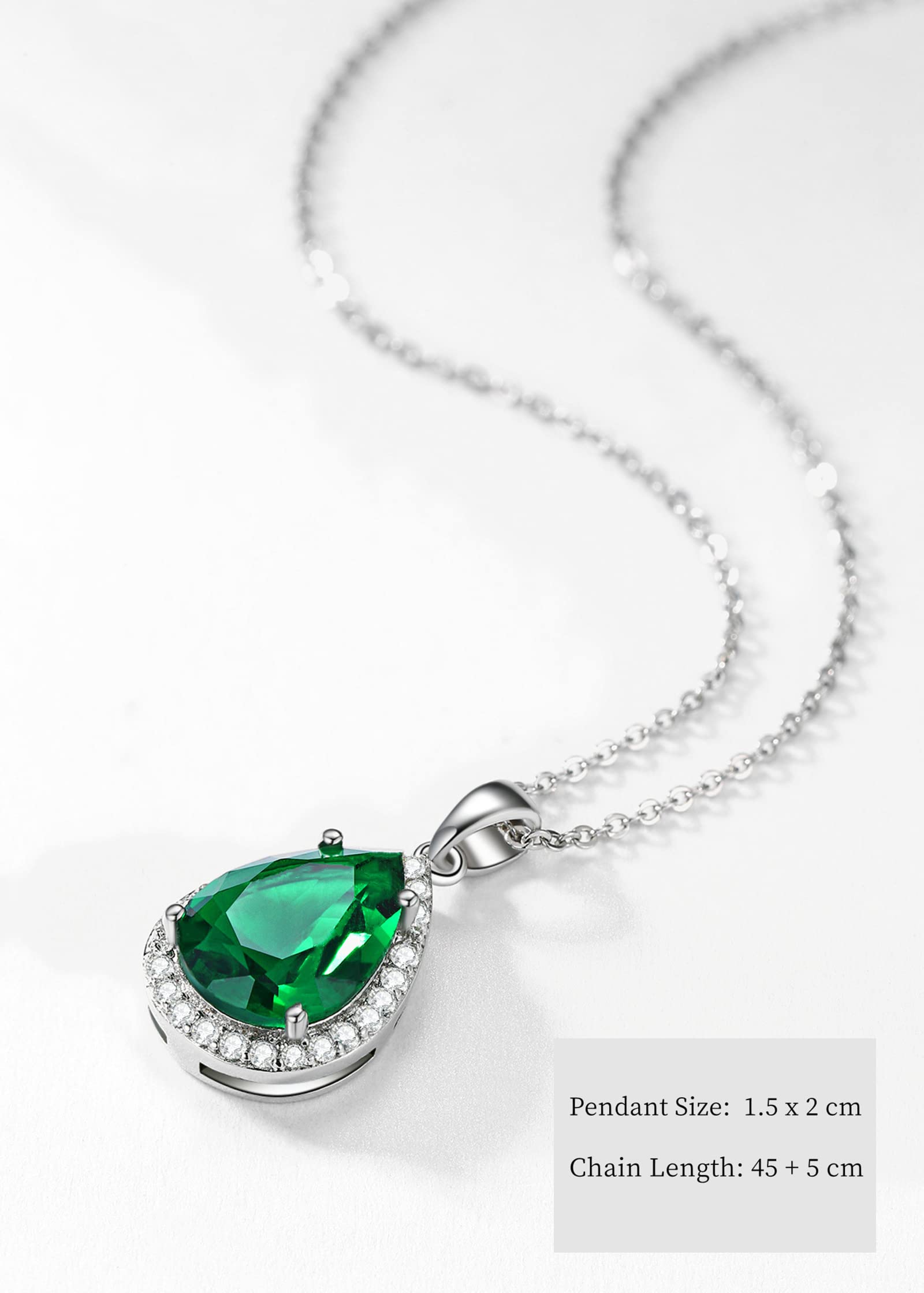 VONSSY Green Pendant Necklace | Waterdrop Oval Teardrop Pendant Necklace | Clover XMAS Tree Pendant Necklace