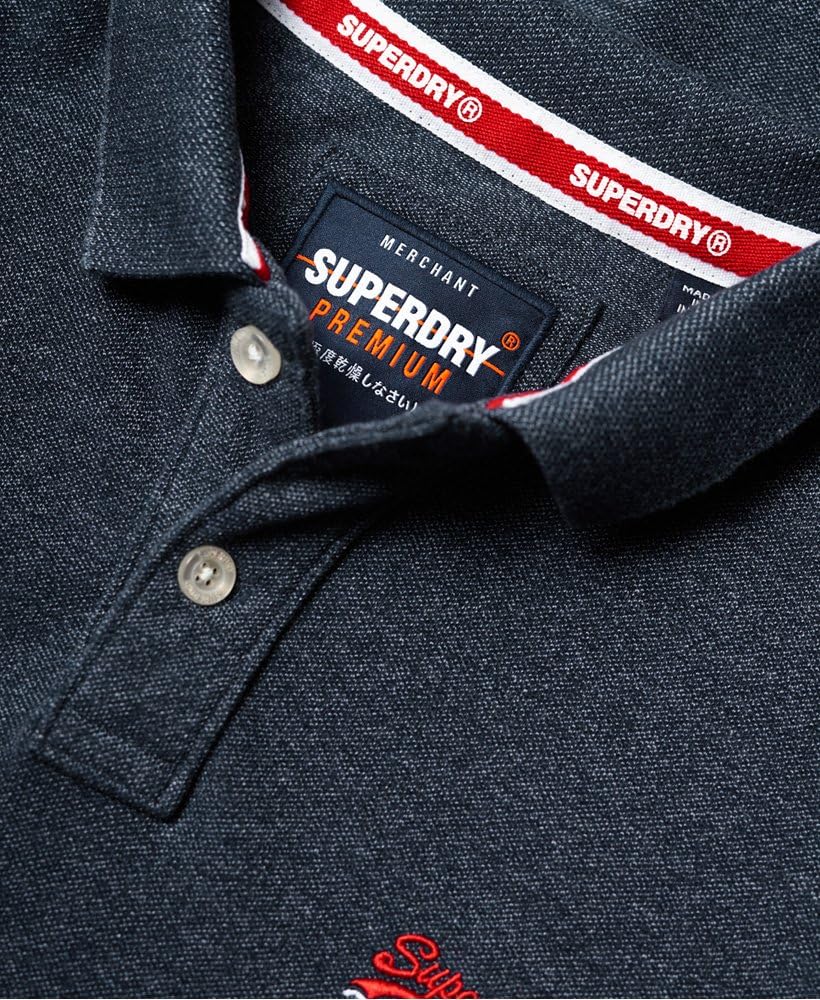 Superdry Mens Classic Pique Short Sleeve Polo Shirt Creek Navy Grindle Size XXL