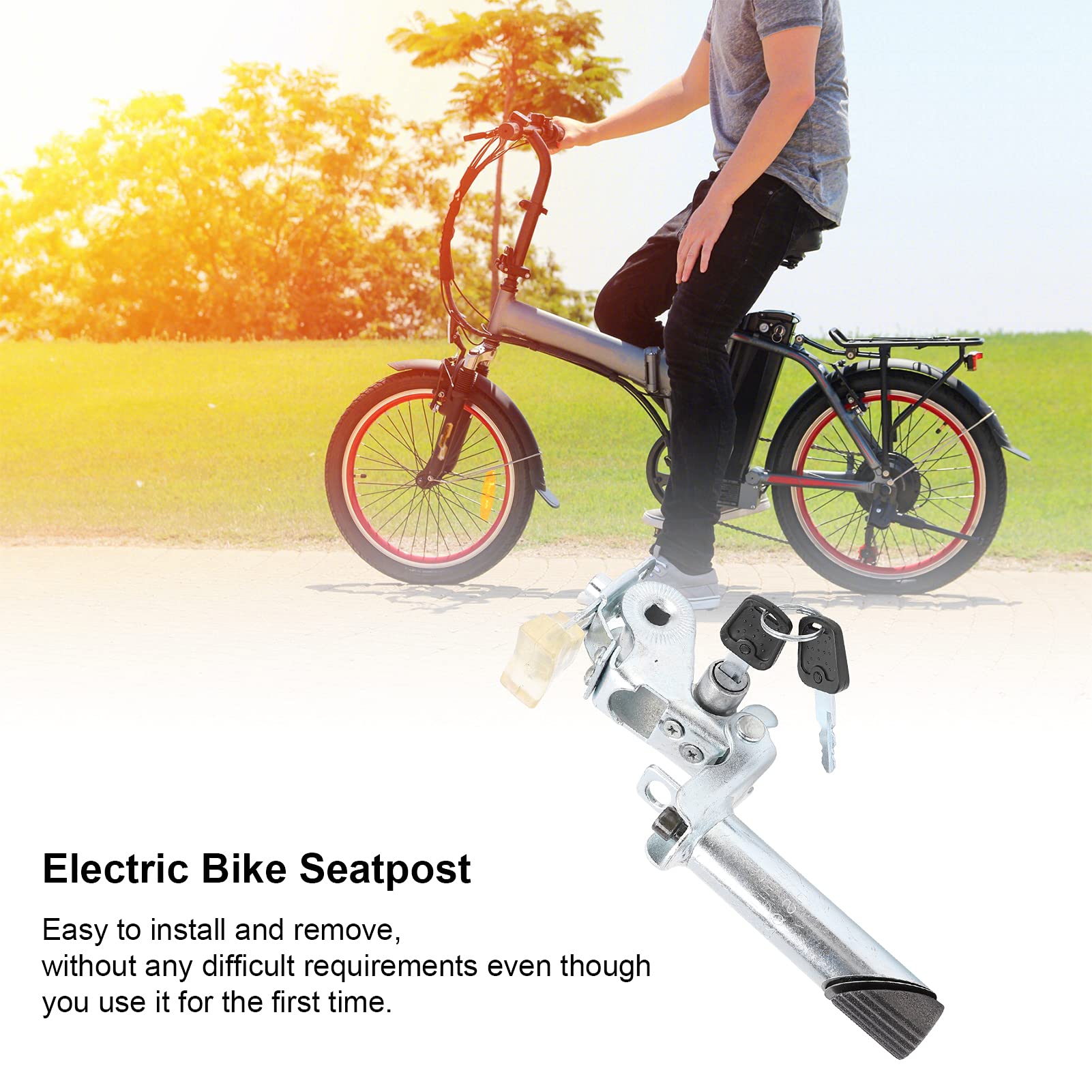 VGEBY Lightweight Electric Bike Metal Seatpost Foldable with Anti‑Theft Key Internal Lock Bike Accessory Backpack Electric Bike Conversion Accessories