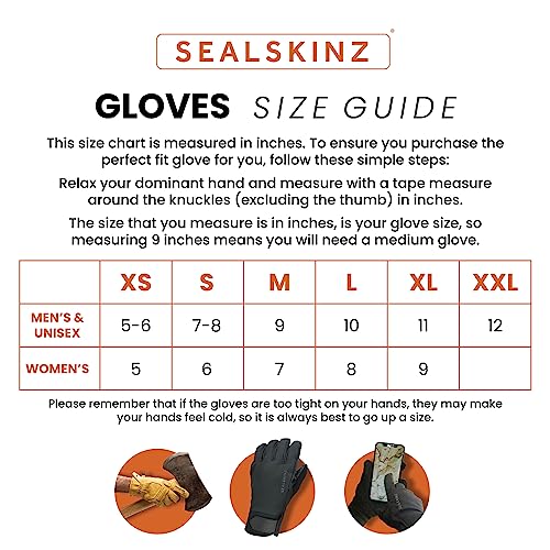 SEALSKINZ Unisex Waterproof All Weather Ultra Grip Knitted Glove, Black, Medium