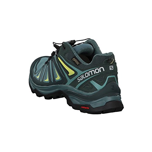 Salomon X Ultra 3 Gore-TEX Hiking Shoes for Women, Artic/Darkest Spruce/Sunny Lime, 8