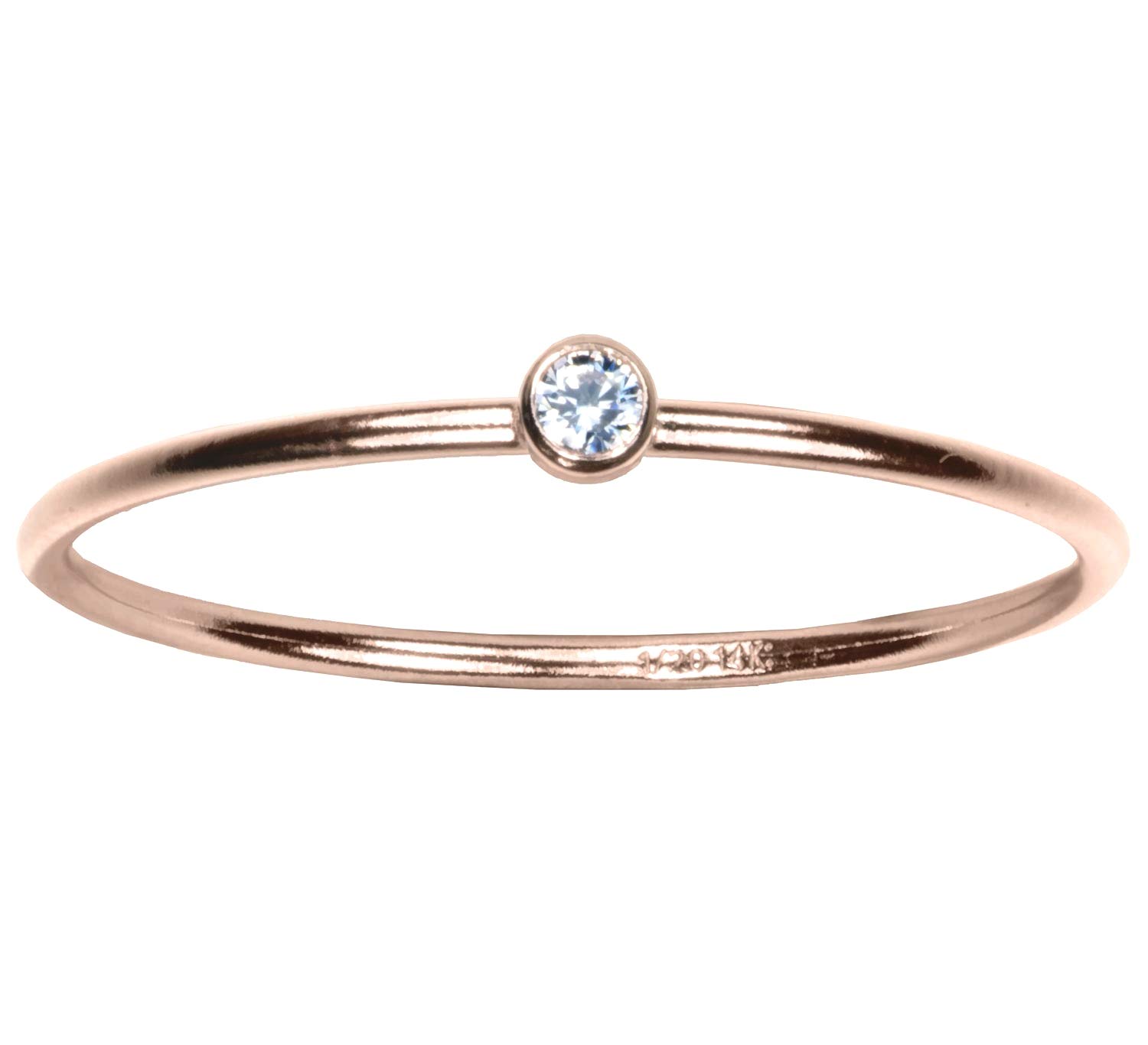 uGems 14K Rose Gold Filled 2mm White CZ Stacking Ring Size 8