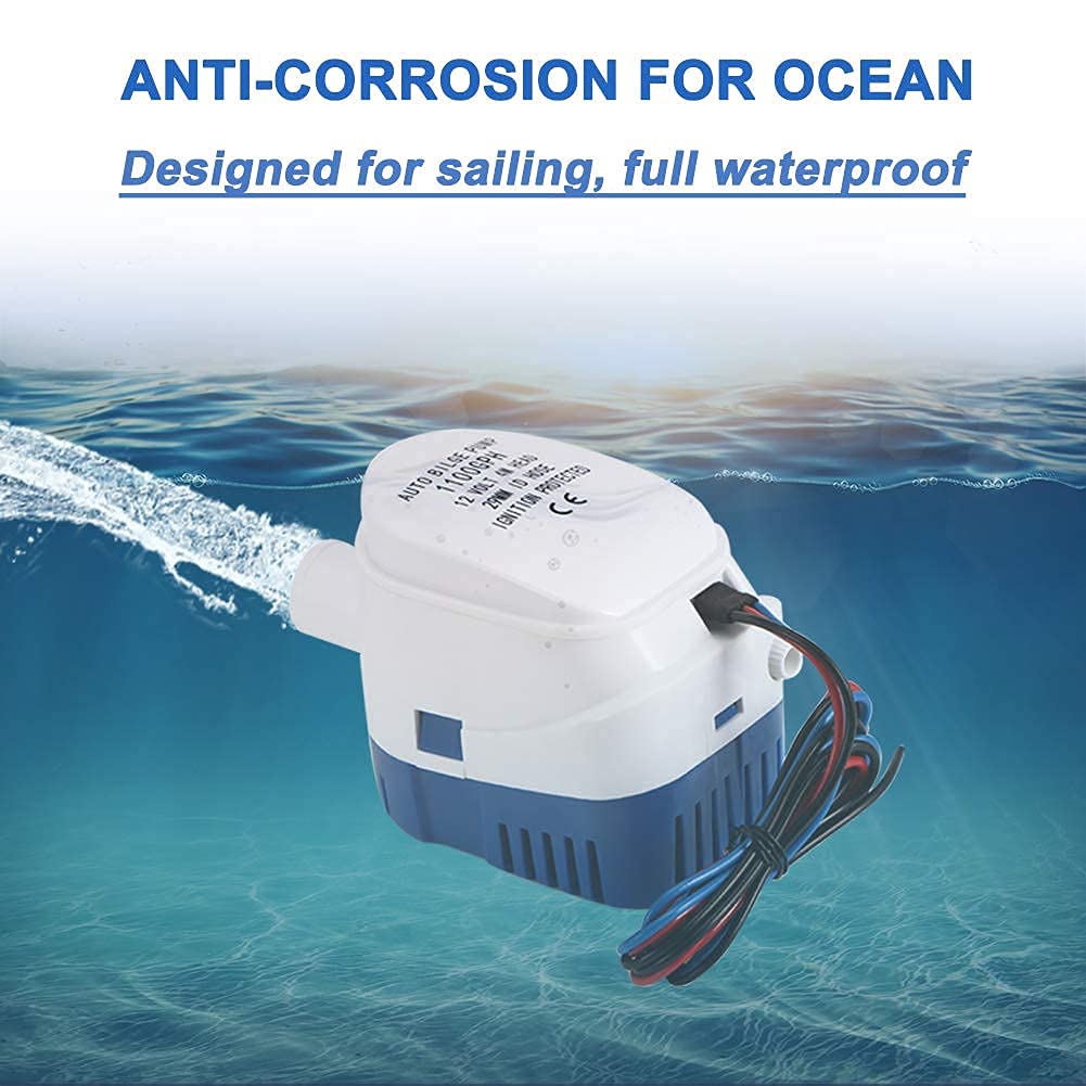UYGALAXY Boat Bilge Pump with Float Switch 1100GPH 12V 12ft Head Automatic Submersible Water Pump with Hose Clamps