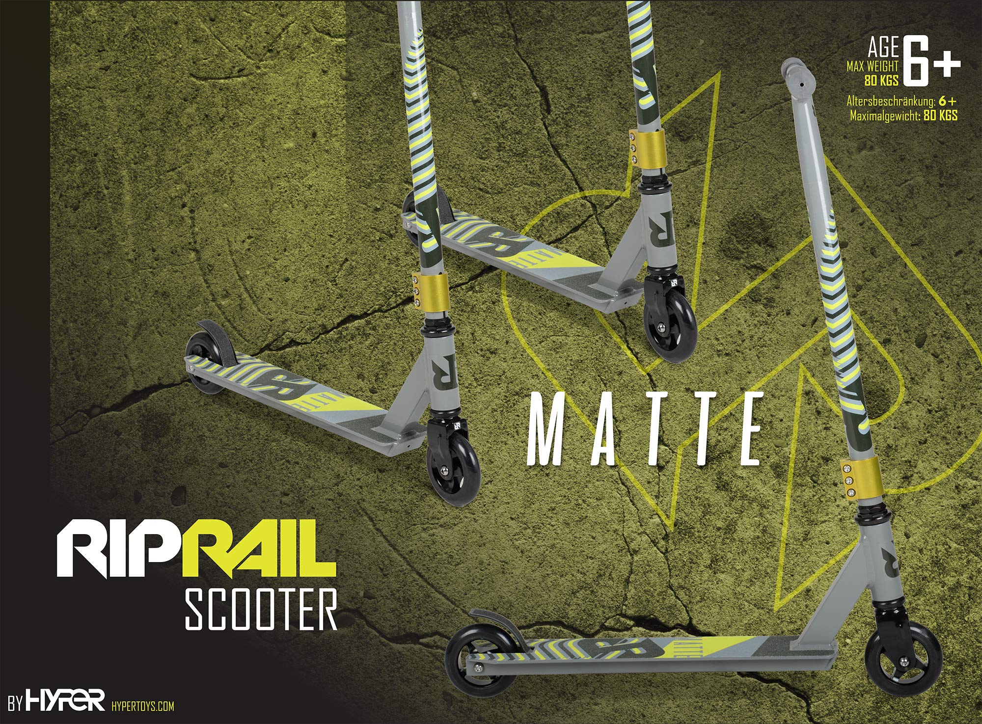 Riprail Matte Stunt Scooter Finished in Ghost Silver with Alloy Deck, Alloy Core Wheels and ABEC-9 Bearings