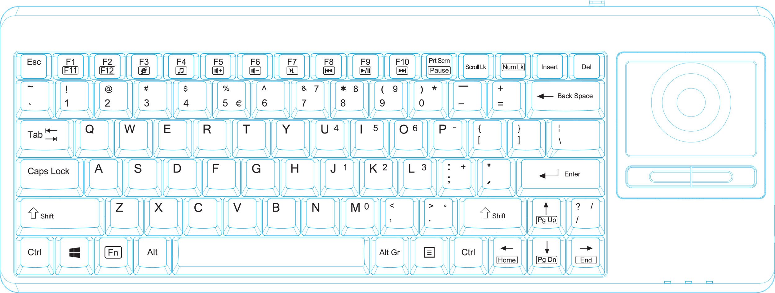 Perixx PERIBOARD-514 Plus Wired PS2 Trackball Keyboard, Built-in Optical 1000 DPI Rollerball Mouse and Embedded Number Keys PS/2 Serial Keyboard, US English Layout, Black (11062)