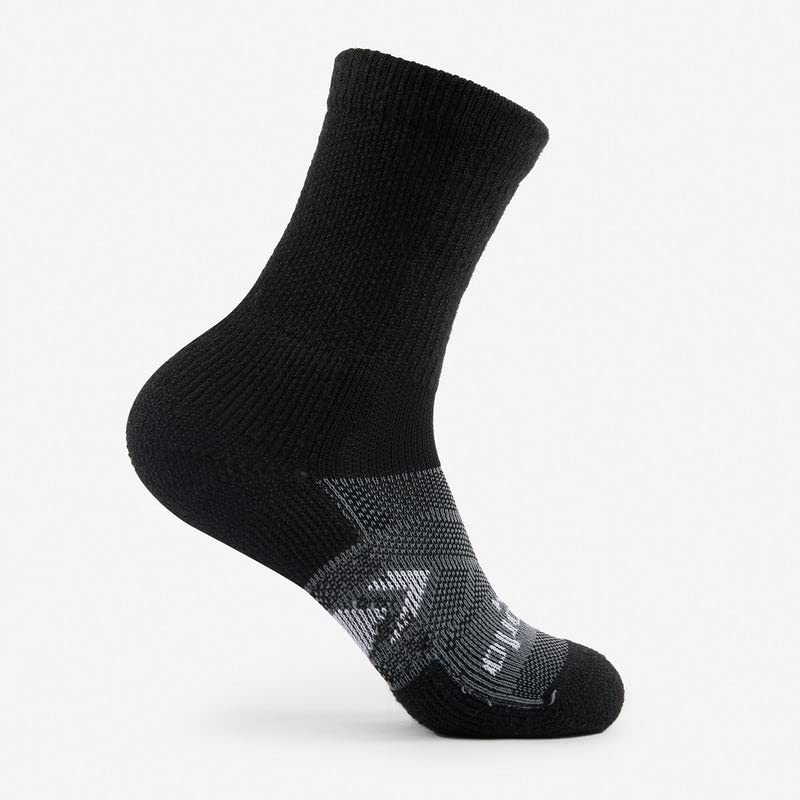 Thorlos Unisex Adult's 12 Hour Shift Thick Padded Crew Work Socks, Black/Grey Large