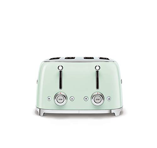 Smeg 50s Retro 4-Slot Toaster TSF03 Bundle with Smeg KLF03 Electric Kettle (Pastel Green)