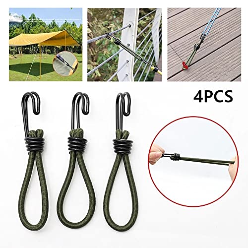 UXZDX CUJUX 4Pcs Outdoor Elastic Tent Bungee Rope Camping Canopy Luggage Stretch Buckle Ground Nail Strap