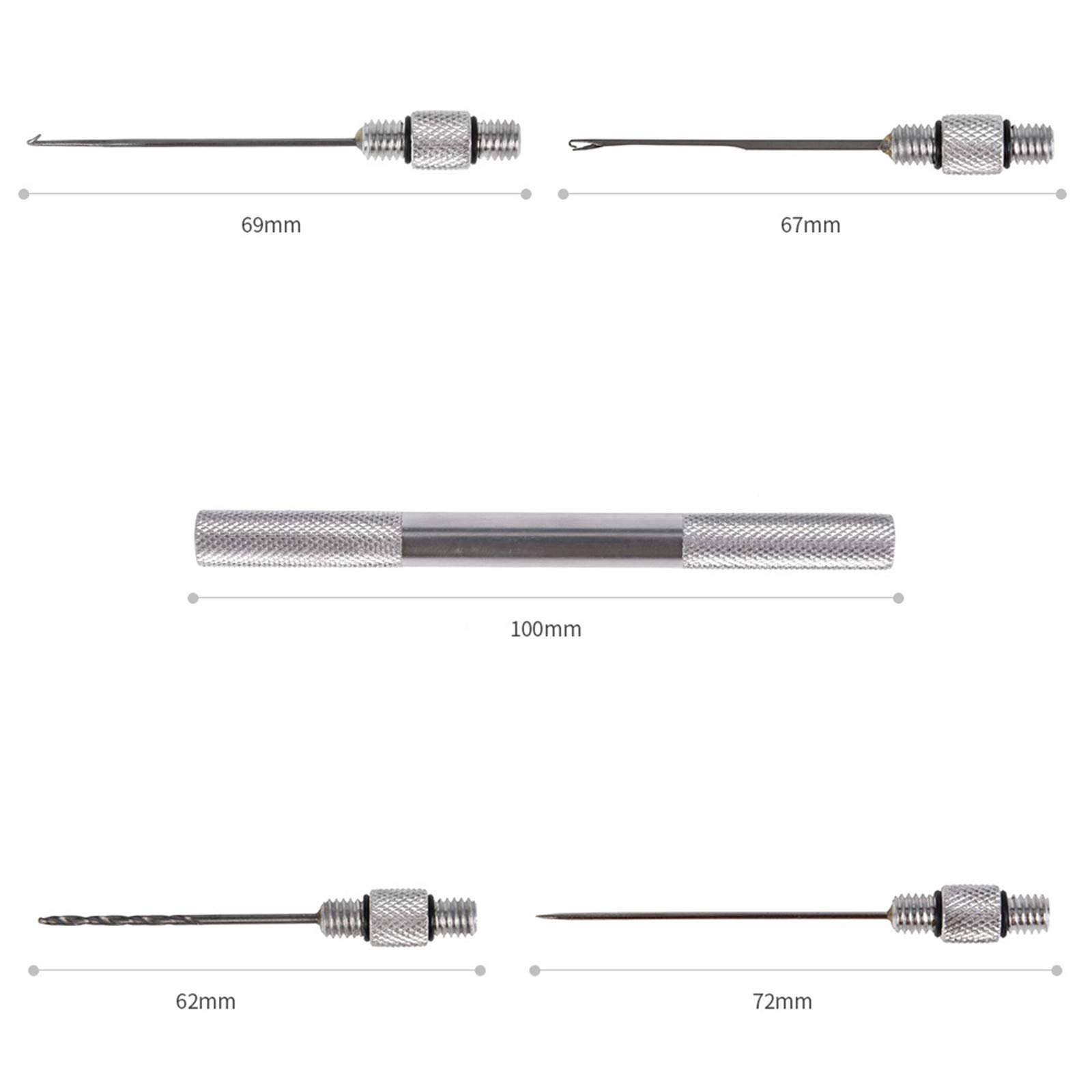 sknsalfew Carp Fishing Rigging Bait Needle Tool Set, 5-in-1 Carp Fishing Tackle Kit, Bait Boilie Drill Stringer Needle with Nonslip Aluminum Alloy Handle