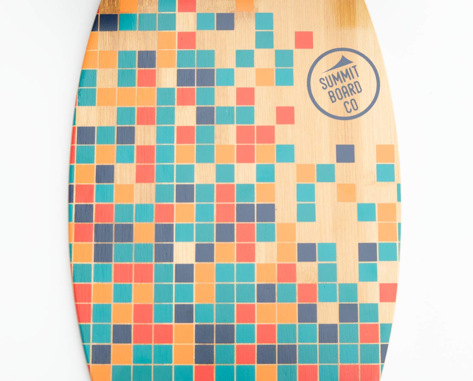 Summit Board Co Short Longboard Skateboard Deck with Precision Bearings and Rugged Wheels for Beginners and Experienced Skaters, Wide Mini Balanced Design (Pixels)