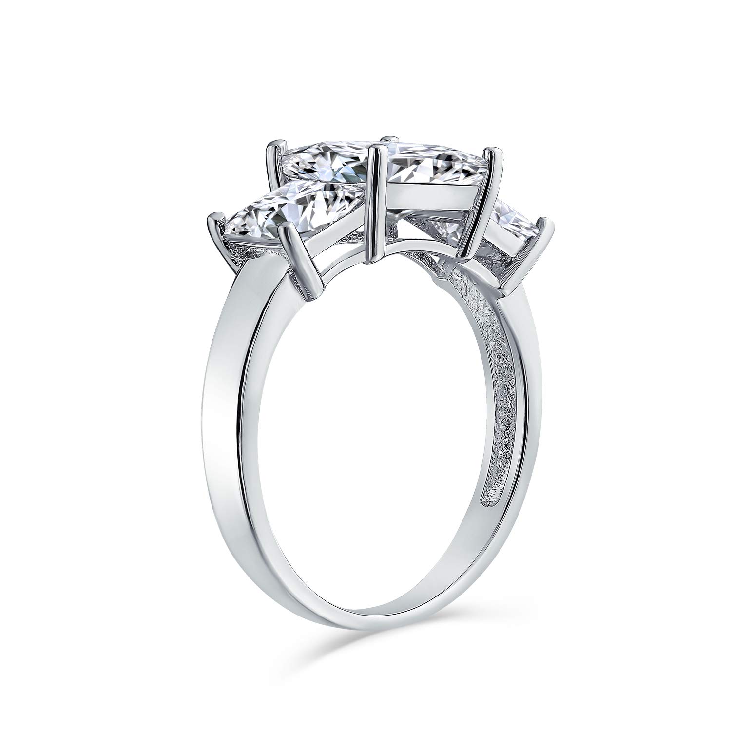 Personalize 3CTW Square AAA CZ Princess Cut Promise Ring Cubic Zirconia Past Present Future Three Stone Engagement Ring for Women .925 Sterling Silver Customizable