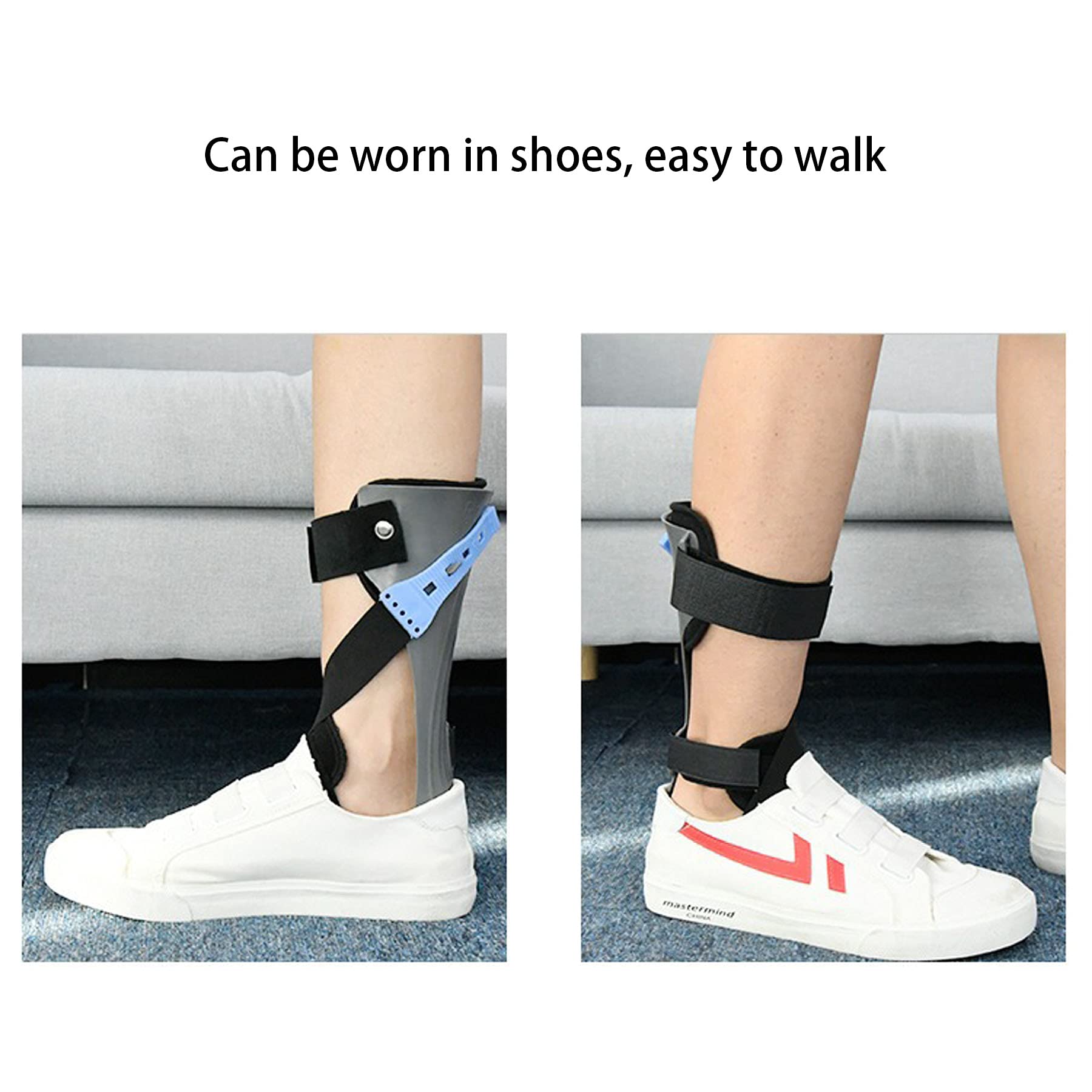 WILLQ Foot Drop Orthosis Drop Foot Brace Orthosis Support for Drop Foot Nerve Injury Relieve Pressure Keeping Foot Straight Right Angle Low-Profile Heel-Less Design for Optimum Comfort,Left,Middle