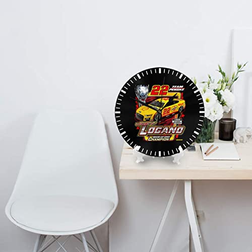 RATRIG Joey Logano 22 10 in Round Wall Clock Silent Non Ticking Home Office Classroom School Decor Bedroom Bathroom Modern Simple Style