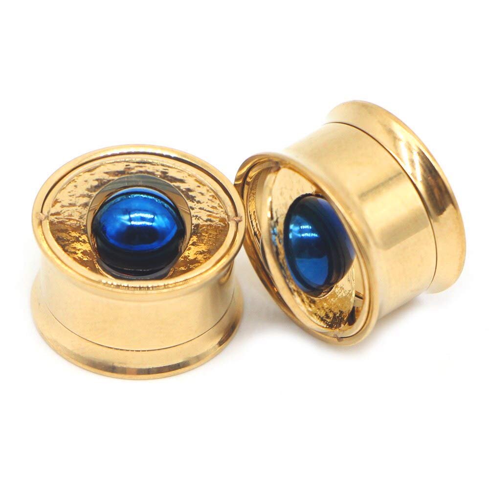 SUPTOP 2PC Planet Ear Gauges 0g - 5/8 Plugs and Tunnels for Stretched Ears Screw Stainless Steel Stretching Kit