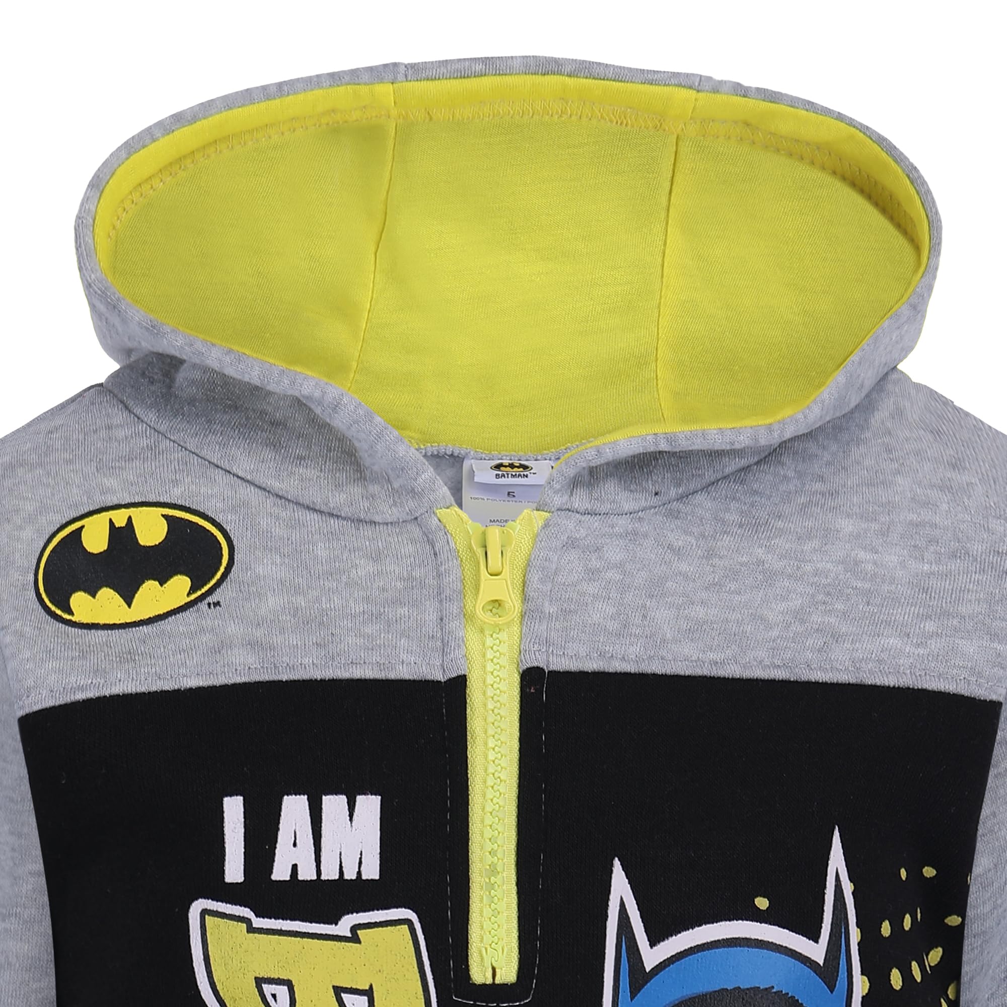 Warner Bros. Batman Boy Half Zip Up Hoodie for Toddlers and Little Kids – Grey/Black