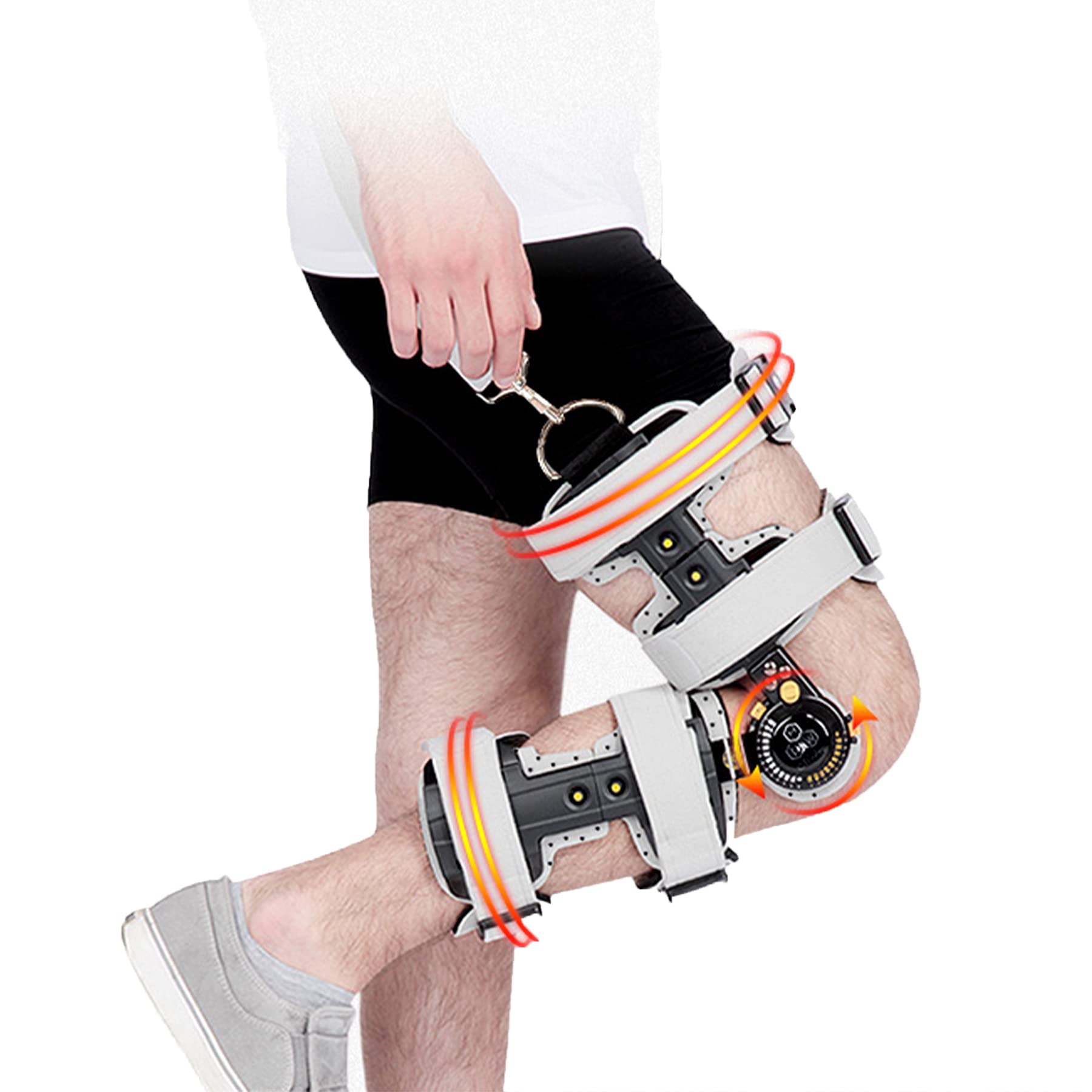 WILLQ Hinged ROM Knee Brace Adjustable Knee Immobilizer Support for ACL MCL and PCL Injury Arthritis Orthopedic Rehab Post-Operative Recovery Support Leg Stabilizer for Men Women,Right