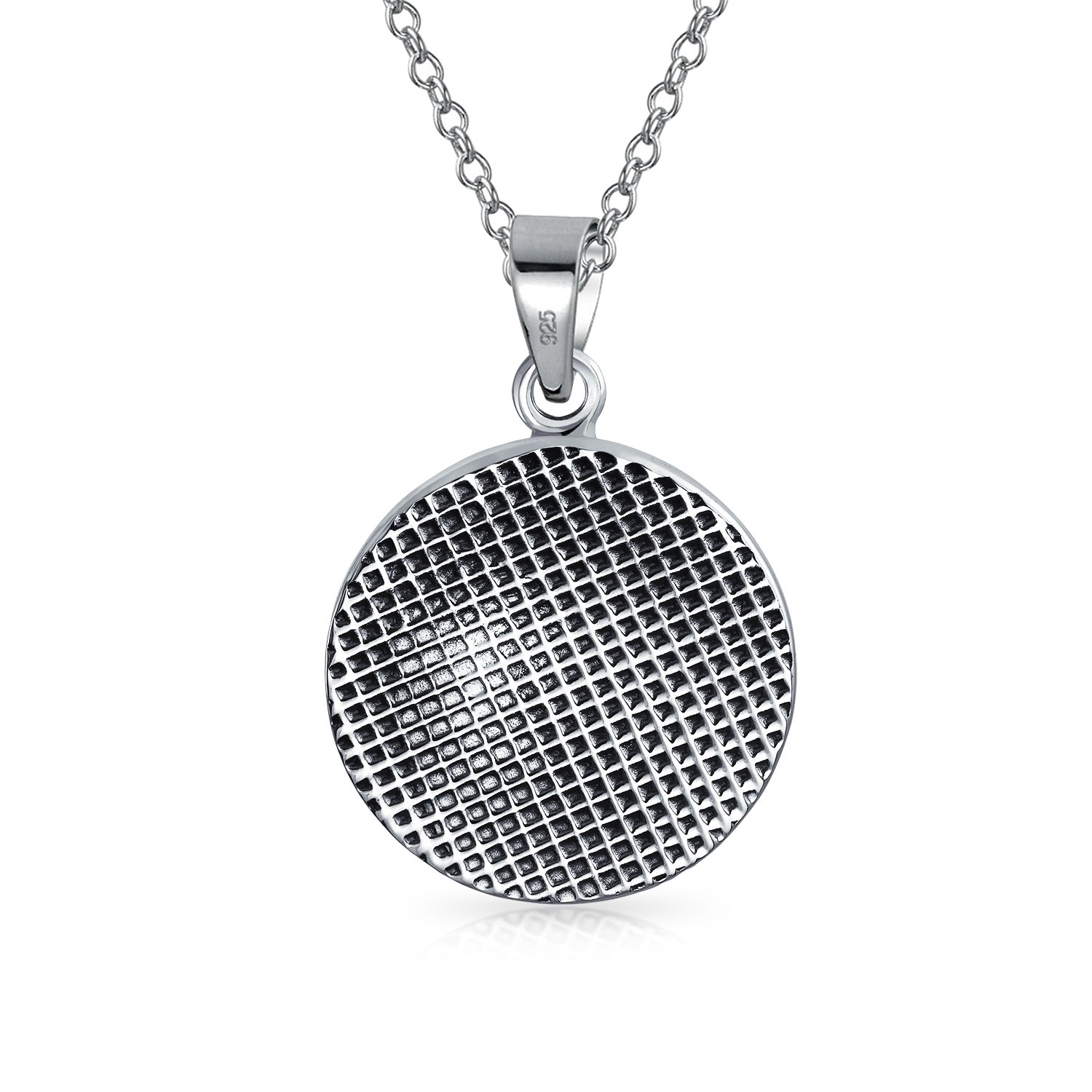 Pisces Zodiac Sign Astrology Horoscope Round Medallion Pendant For Men Women Necklace Antiqued Sterling Silver