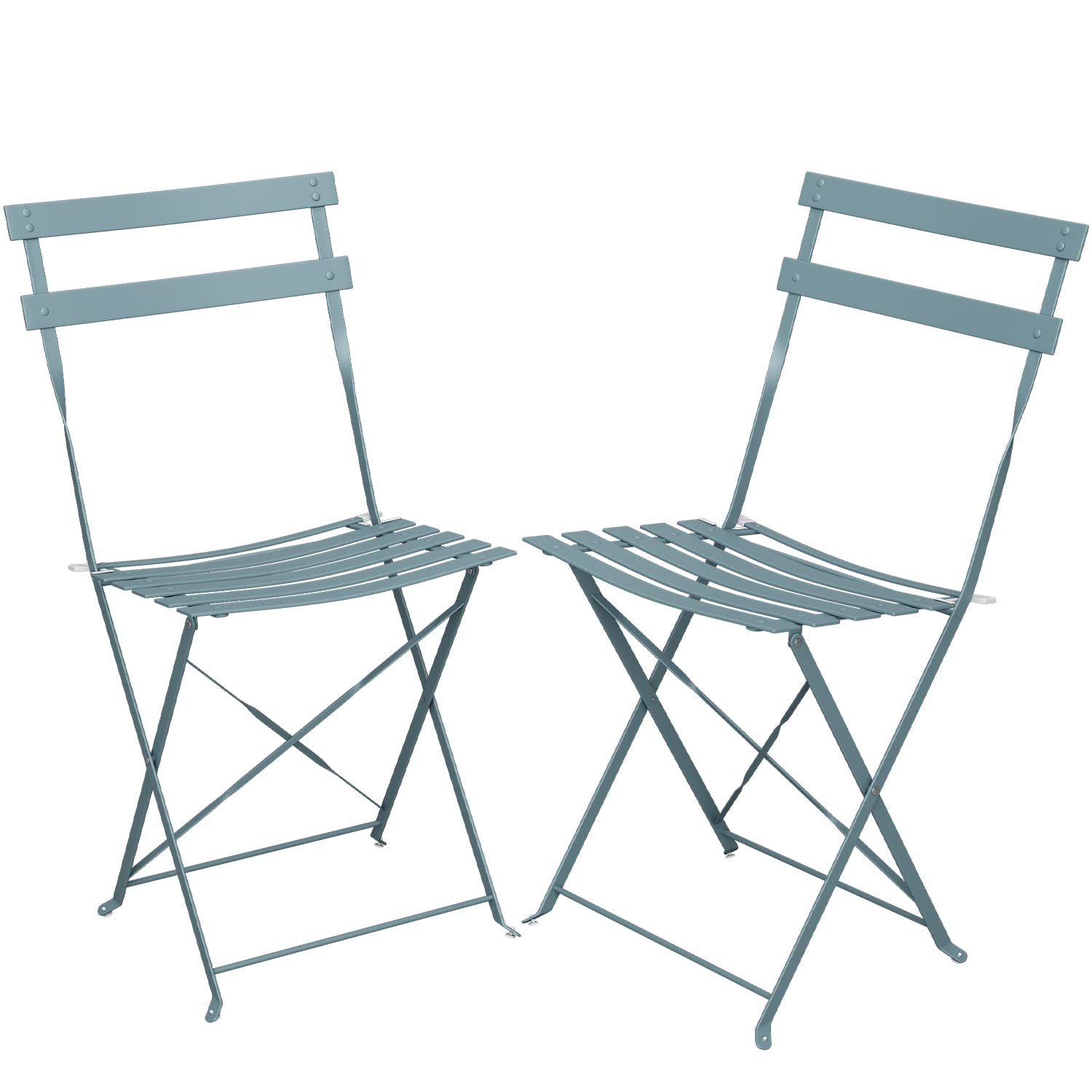 Pyramid Home Decor 2 Piece Outdoor Bistro Chair Set - Foldable Outdoor Chairs Set of 2 - Premium Steel Small Patio Chairs, Blue