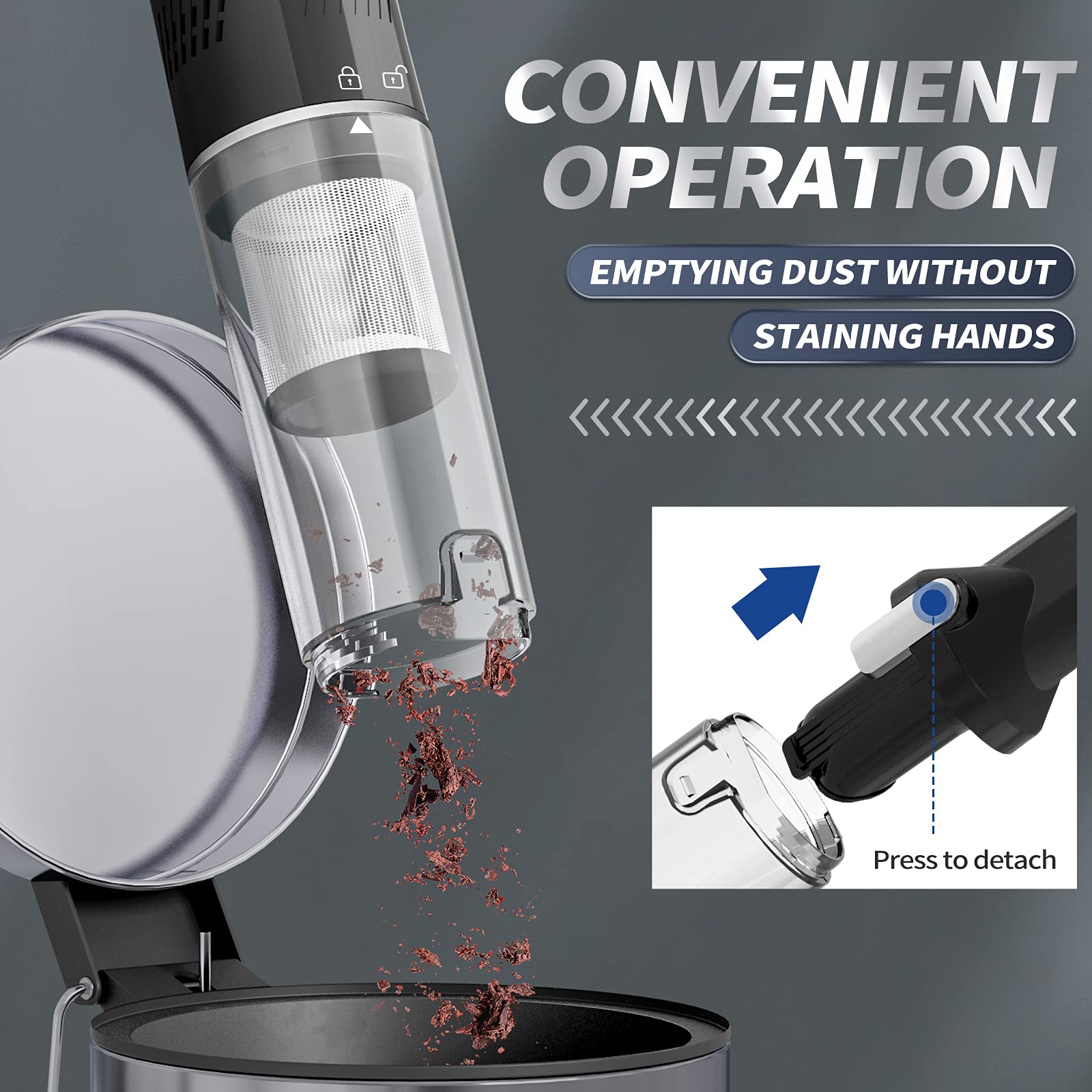 VacLifePRO Handheld Vacuum - Portable Car Vacuum, Fast-Charging Handheld Vacuum Cordless for Home, Office and Car, Hand Vacuum Cordless Rechargeable (VL736)