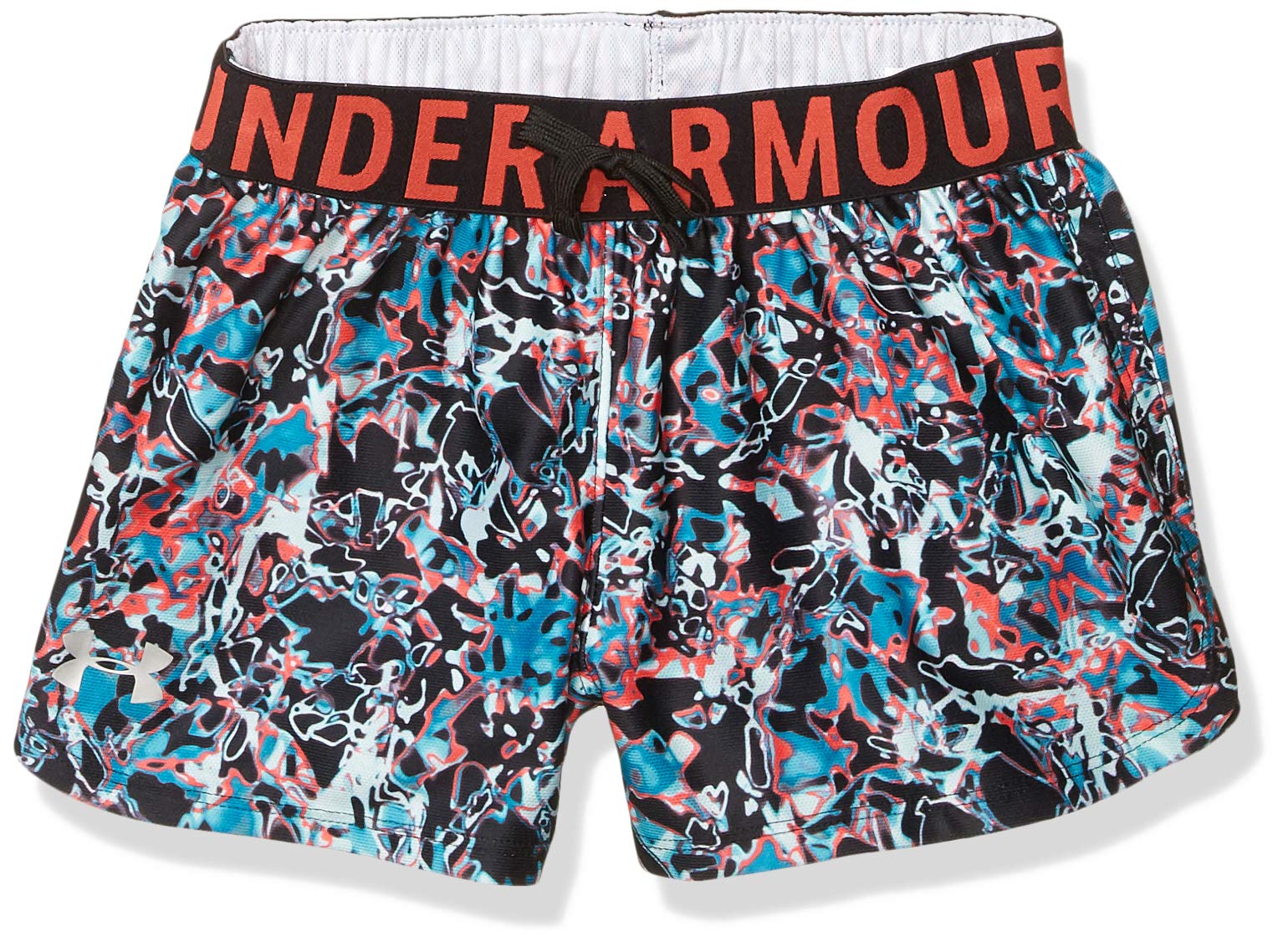 Under Armour Play Up Printed Workout Gym Short, Black (001)/Metallic Silver, Youth Large