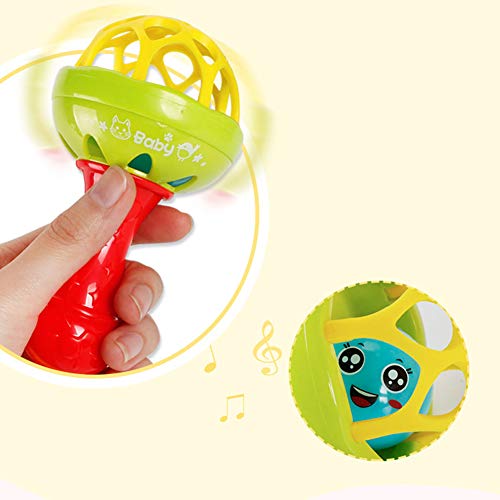 Rattle Toy for 0-1 Year Old Baby,Intelligence Grasping Gums Hand Bell Sound Funny Birthday Gift - Random Color