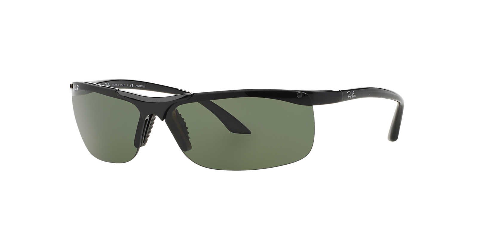 Ray-Ban Men's RB4085 Sunglasses Rectangular, Black/Green Polarized, 68 mm