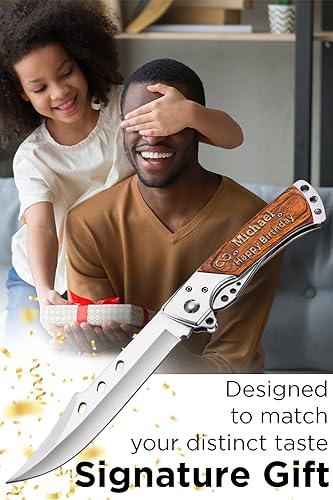 Personalized Gift for Men - Customized Pocket Knife - Custom Engraved Knives - Engraved Gifts for Dad Husband - Gift Idea for Birthday Christmas Valentine's Day Anniversary Stocking Stuffers 4172 PS