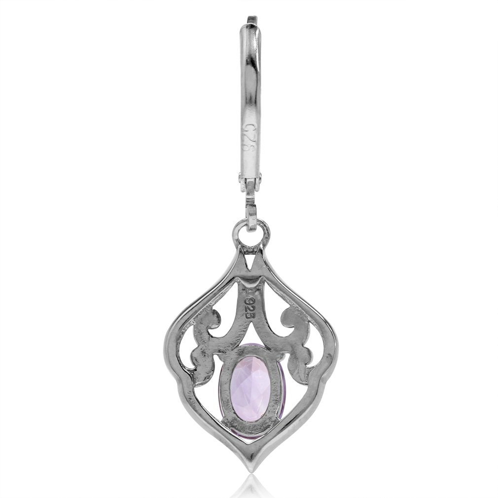 Silvershake 1.48ct. Natural Amethyst 925 Sterling Silver Victorian Style Leverback Dangle Earrings