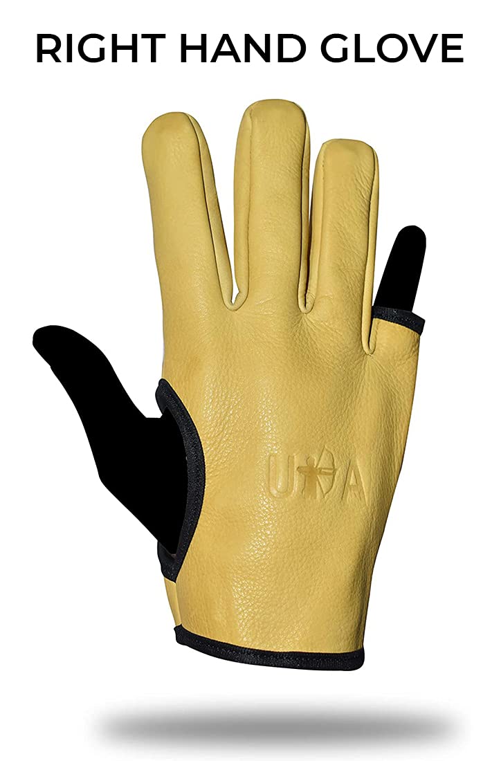 UNIVERSE ARCHERY Leather Archery Glove | Handmade Shooting Hunting Three & Half Finger Gloves | Recurve Bow Archery Cow Hide Leather Gloves | Excellent Fitting