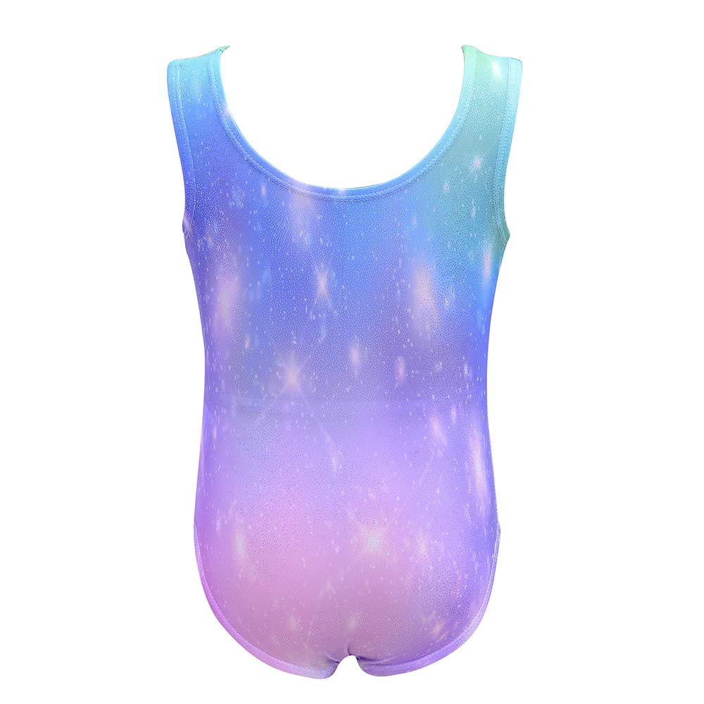 ZIZI Girl's Gymnastics Leotards One-piece Sparkle Colorful Rainbow Dancing Athletic, Purple, 7-8Years(140)