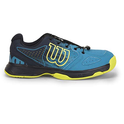 Wilson KAOS Junior QL Tennis Shoe, Barrier Reef/Navy Blazer/Lime Popsicle, 4.5 US Unisex Big Kid