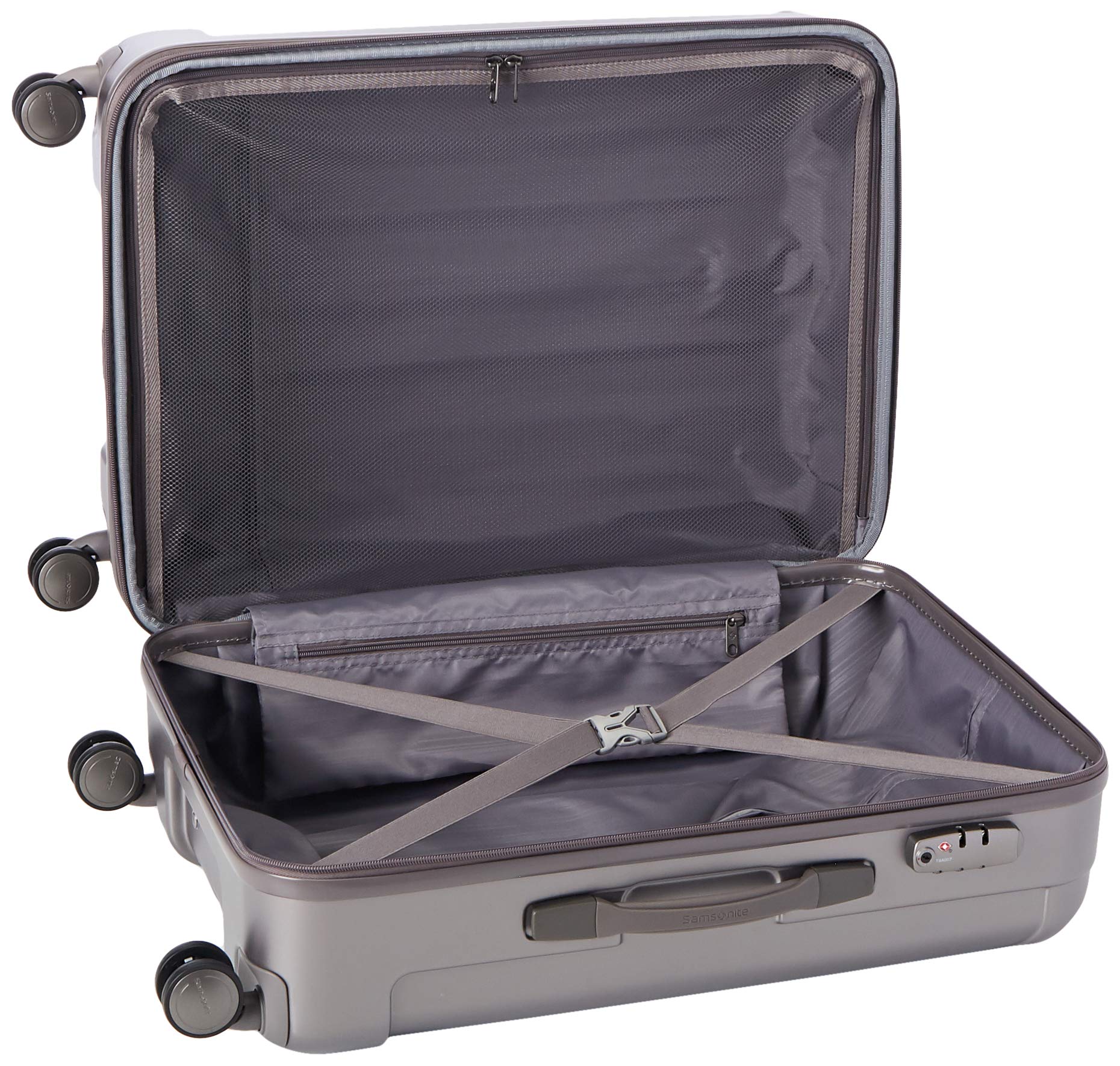 Samsonite Near Spinner 66/24 exp Unisex Medium Silver Polypropylene Luggage Bag TSA Approved AY8055002