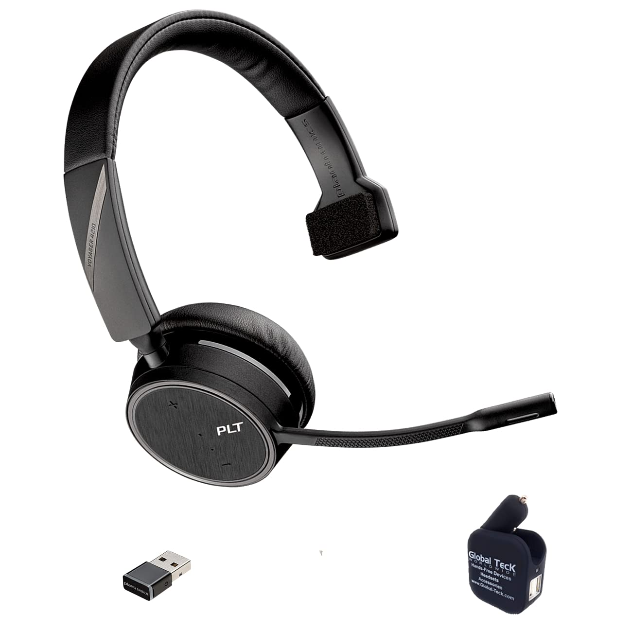 Plantronics Voyager 4210-UC Bluetooth Headset - USB-A Dongle Bundle, Streaming Music, PC Voice Apps, Collaboration, Softphones - PC or MAC or Mobile Device, and Conferencing (USB A)