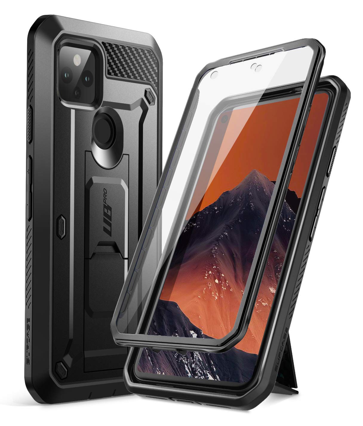 SupCase Unicorn Beetle Pro Series Case for Google Pixel 5 (2020 Release), Full-Body Rugged Holster Case with Built-in Screen Protector (Black)