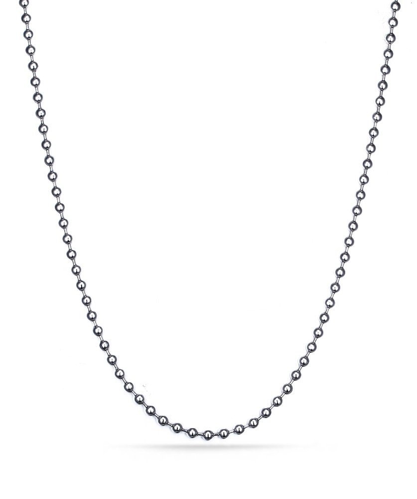 SINLEO Titanium Stainless Steel Small Beads Ball Chain Necklace for Men Women Dog Tag Link Chain Silver 2MM 24 Inches