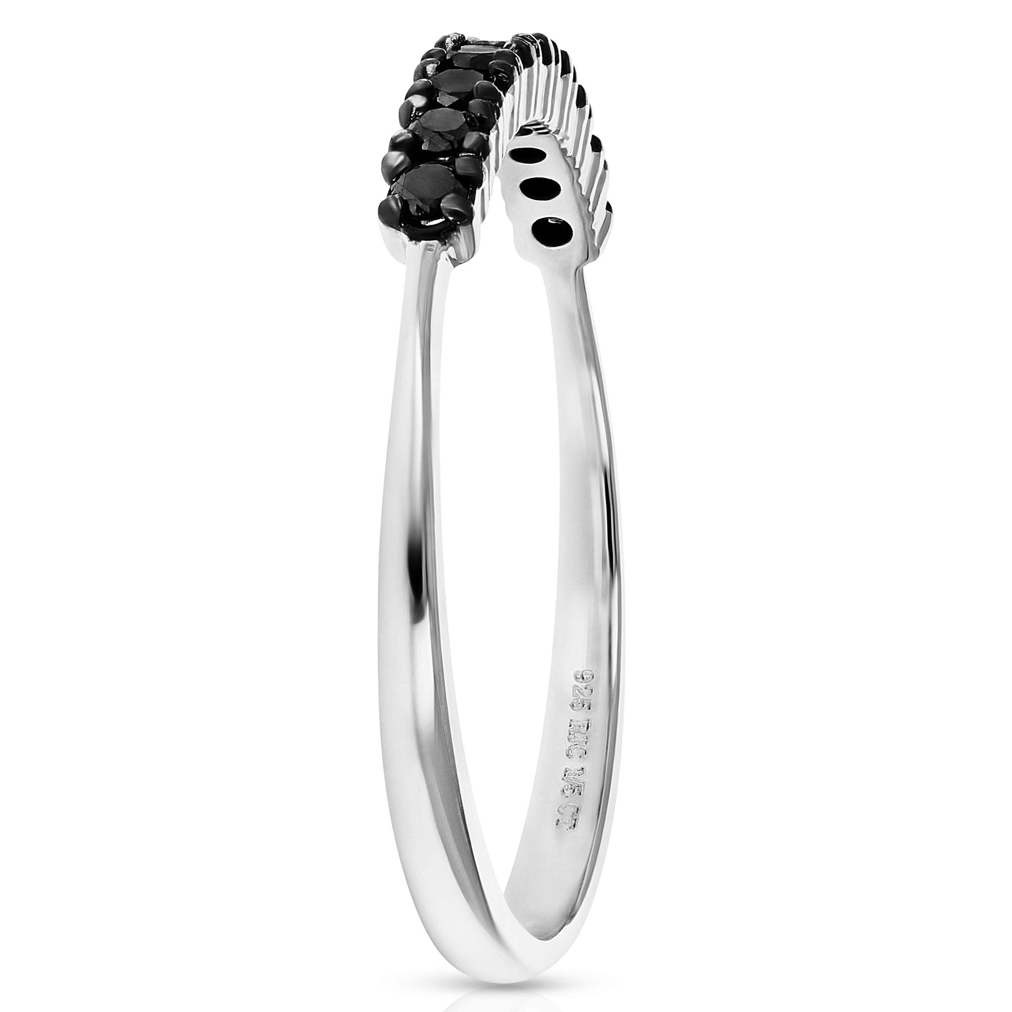 Vir Jewels 1/5 cttw Black Diamond Ring Wedding Band .925 Sterling Silver Bridal 9 Stones Size 7
