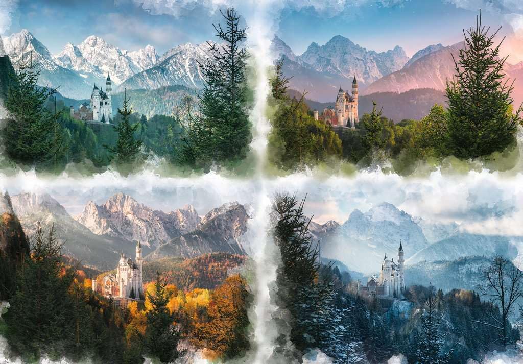 Ravensburger Neuschwanstein Castle Through The Seasons 18,000 Piece Jigsaw Puzzle for Adults - 16137 - Handcrafted Tooling, Durable Blueboard, Every Piece Fits Together Perfectly