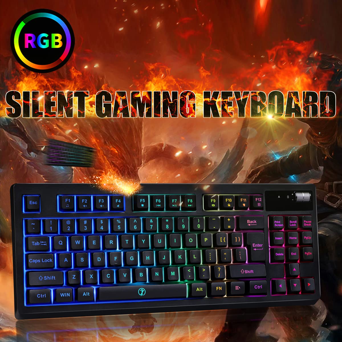 ZJFKSDYX L87 Wireless Gaming Keyboard - Backlit, Rechargeable | Long Battery Life | Ideal for Gamers, Office Work (Black)