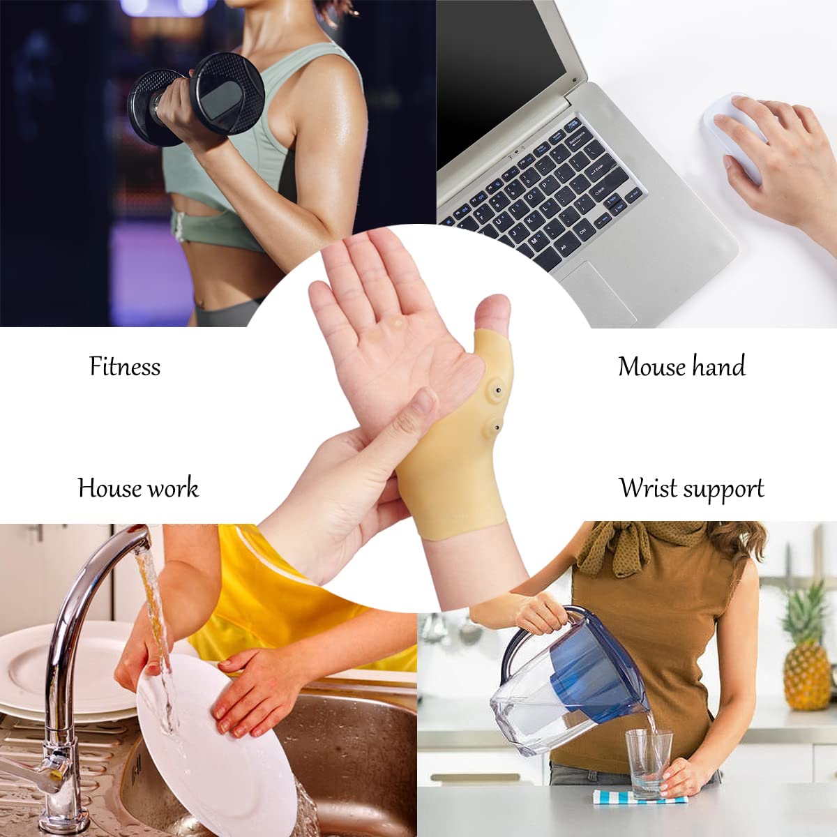YUNYILAN 2 Pcs Wrist Support Brace Carpal Tunnel Wrist Brace Hand Support with 2 magnet, Wrist Support for Arthritis and Tendinitis, Joint Pain Relief