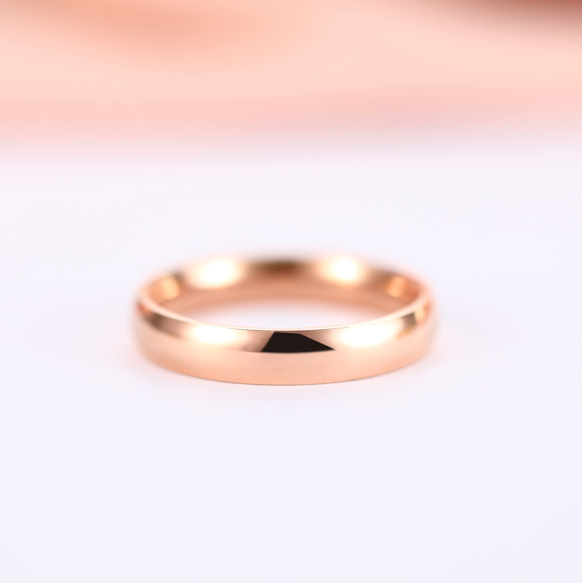 TIGRADE 2mm 4mm Titanium Ring Rose Gold Dome High Polished Wedding Band Comfort Fit Size 3-13.5 (4mm, 8)