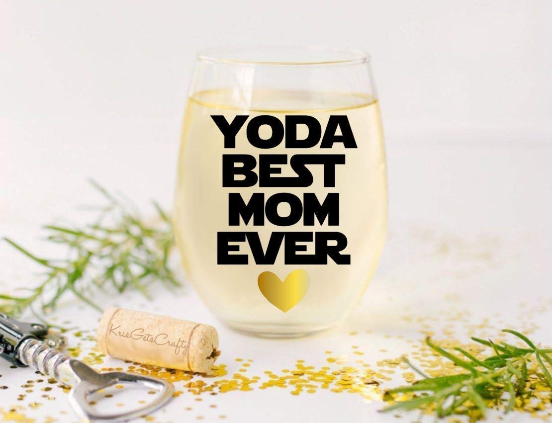 Yoda Best Mom Ever - Premium 21oz Stemless Wine Glass