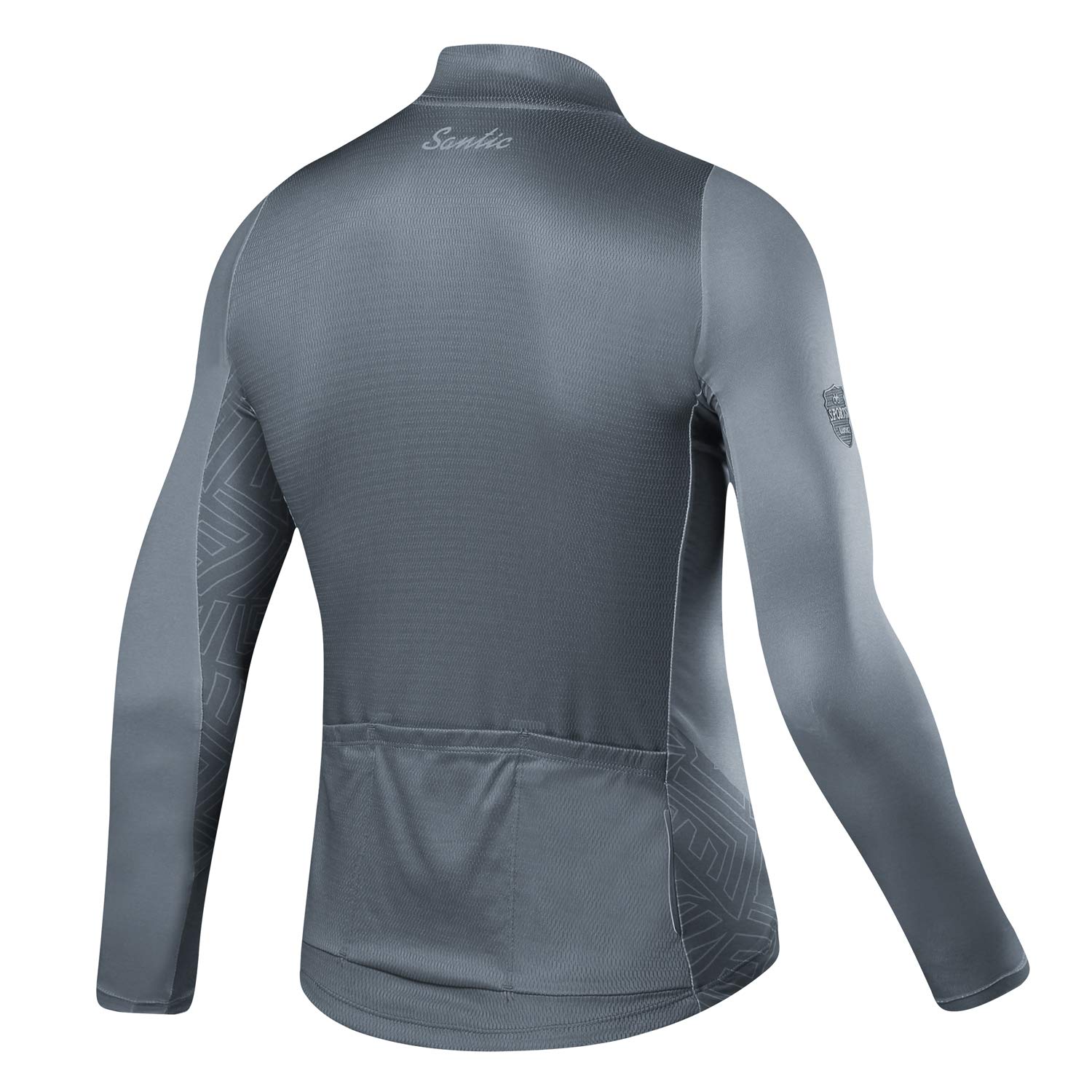 Santic Cycling Jersey Men's Long Sleeve Tops Mountain Bike Shirts Bicycle Jacket with Pockets Grey XL