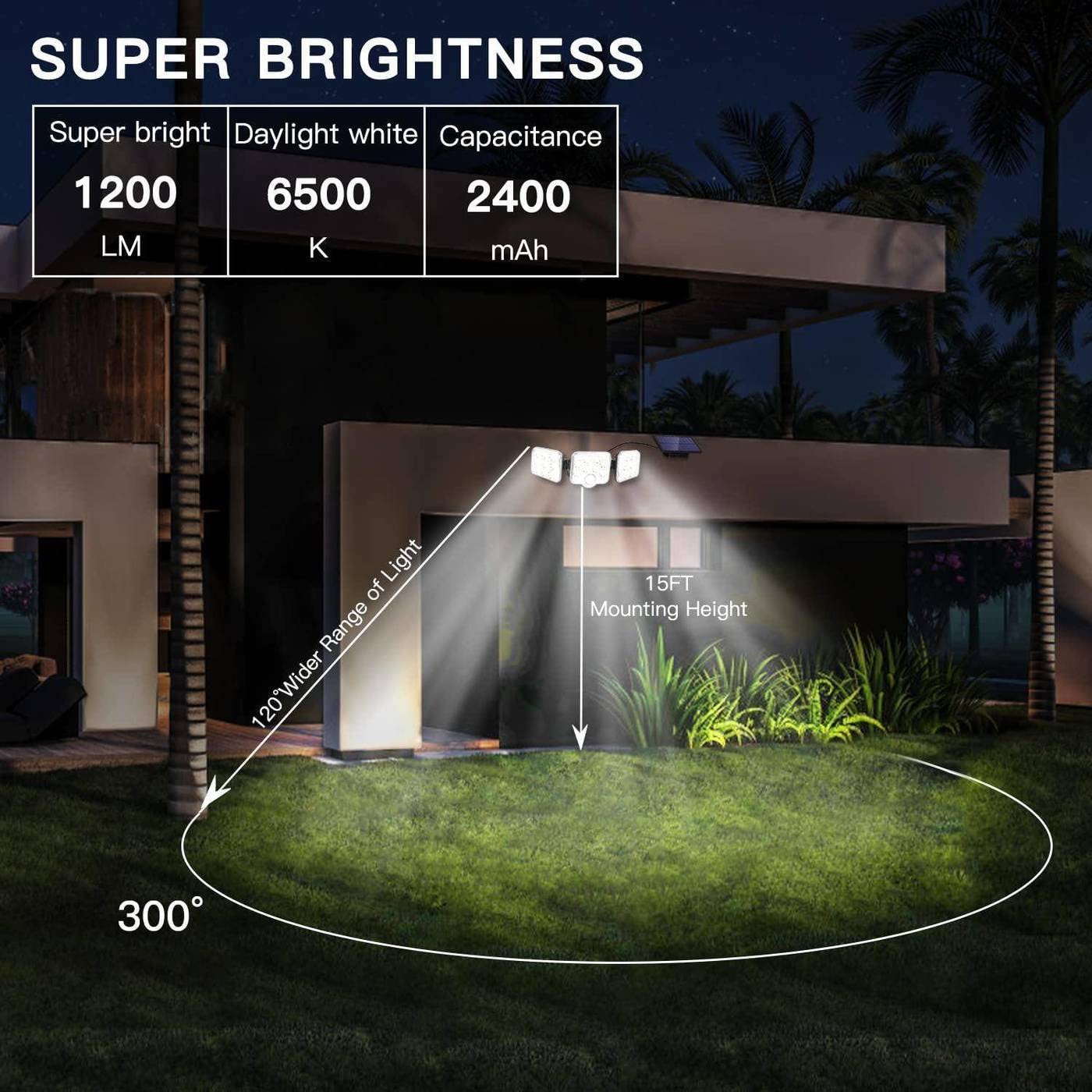 Solar Motion Lights Outdoor 2 Packs, Solar Flood Light with Remote, Solar Security Lights, Security Pendant Light Kits for Indoor Home Shed Gazebo Porch, with Adjustable Solar Panel and 15.4Ft Cord