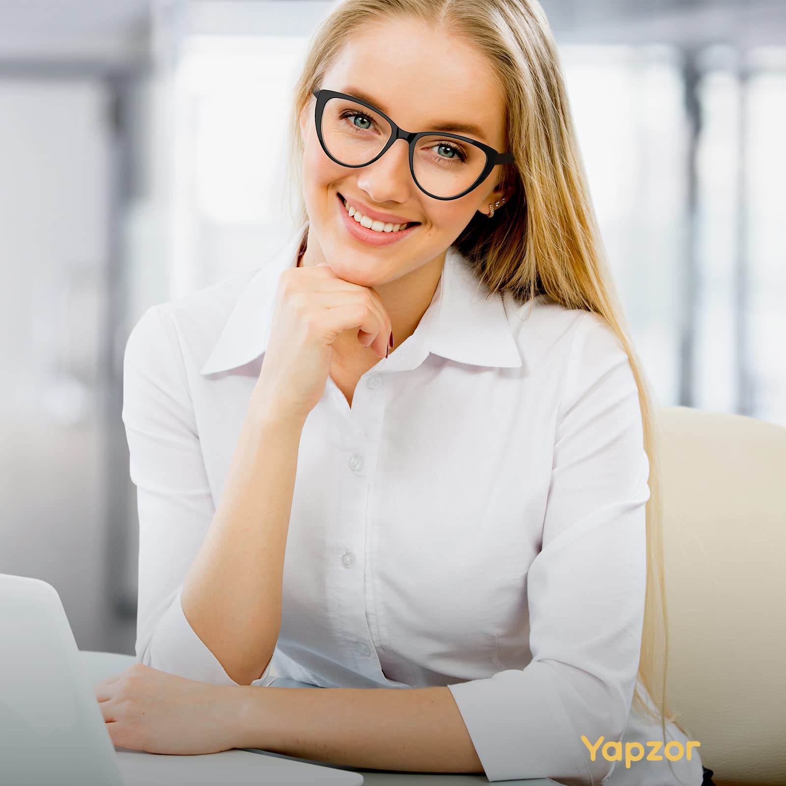 YAPZOR Blue Light Blocking Glasses for Women Men Clear Cateye Computer Gaming Glasses Anti Eye Strain Headache Eyeglasses
