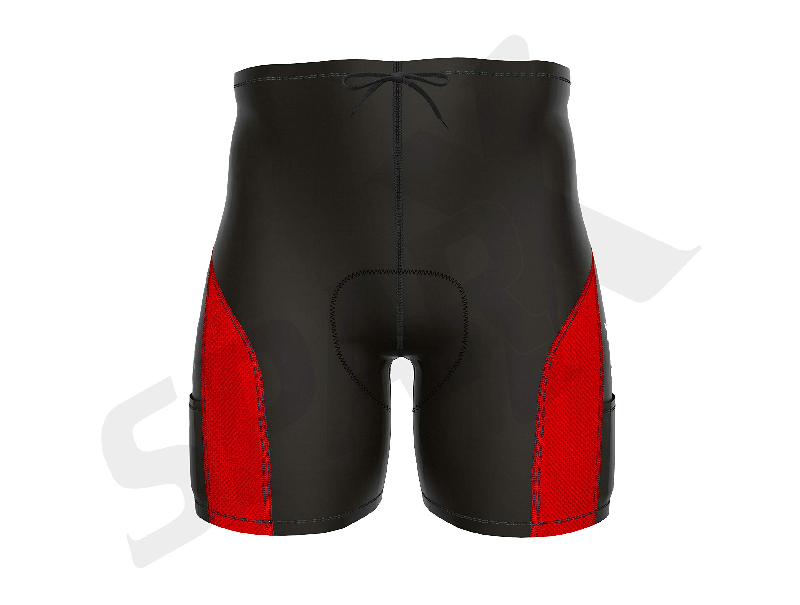 Sparx Elite Men Triathlon Short Tri Shorts Cycling Bike Swim Run Shorts (Black/Red, Medium)